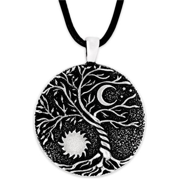 Jewelry | Vintage Antique Tree Of Life Sun Moon Medallion Pendant ...